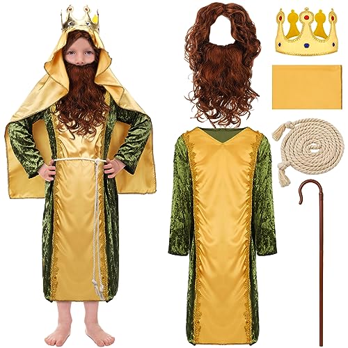 HooLing 6 Pcs Wise Men Costume Kids Saint Bible Costume Boys Shepherd Nativity Costumes for Christmas Halloween(S)