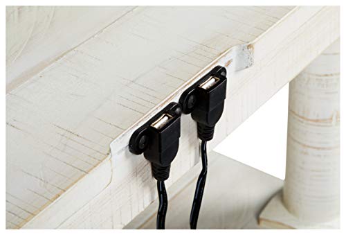 Signature Design by Ashley Dannerville Cottage Wood Accent Table with USB Plug Chargers, 28", White