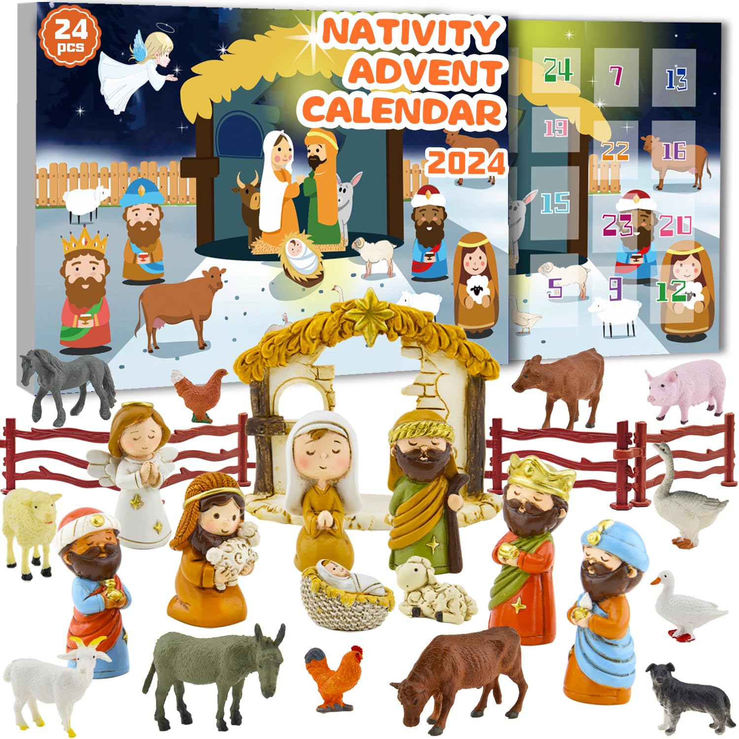 Nativity Advent Calendar 2024 Nativity Set for Kids Christmas Advent Calendar for Kids Boys Girls Teens Toddler Children Christian Religious Advent Calendar Gifts Toy