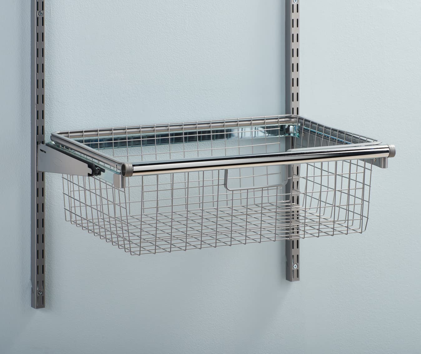 Rubbermaid Configurations Sliding Basket for Closet Drawer Organization, Sturdy Slide Out Basket, Titanium