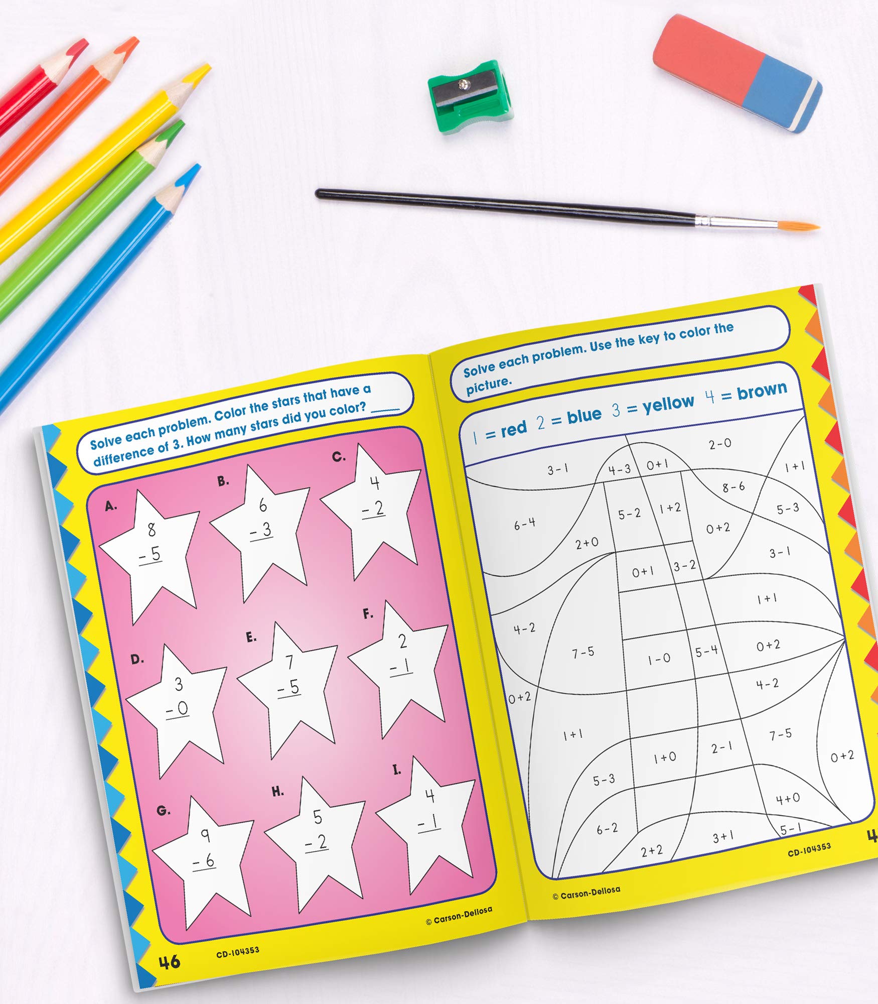 Carson Dellosa First Grade Skills Workbook―Grade 1 Reading, Addition, Subtraction, Graphing, Measuring, Phonics, Writing Skills Practice With Stickers (64 pgs) (Home Workbooks)