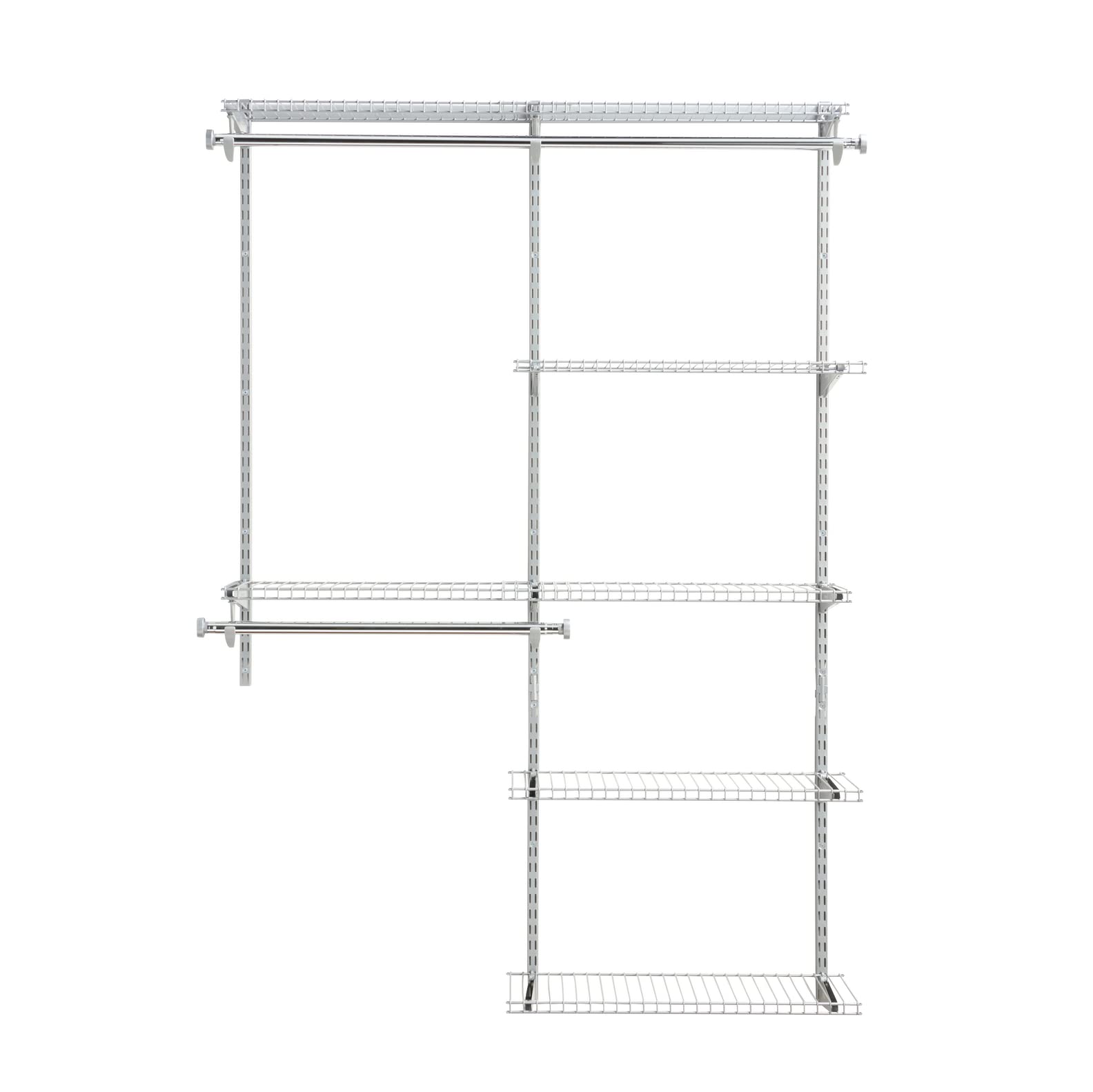 Rubbermaid Configurations Deluxe Closet Kit, Titanium, 4-8 Ft., Wire Shelving Kit with Expandable Shelving and Telescoping Rods, Custom Closet Organization System, Easy Installation