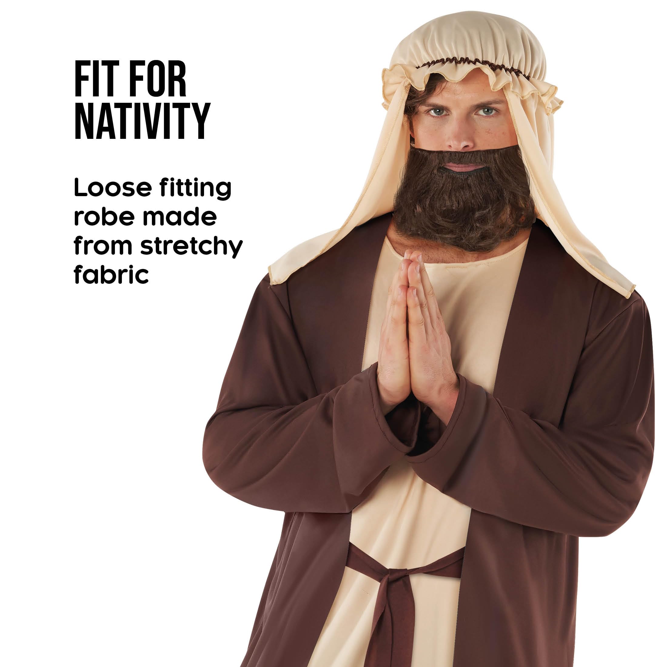 Morph Men's Nativity Joseph Costume (Brown, Large, Pull On) - Biblical Costume for Adults