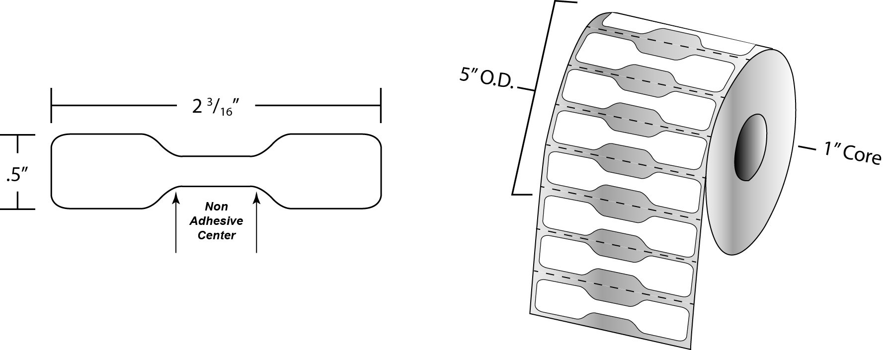 Jewelry Labels - Barbell Style, 3510 Labels Per Roll, 1" Core - Pack of 1 Roll