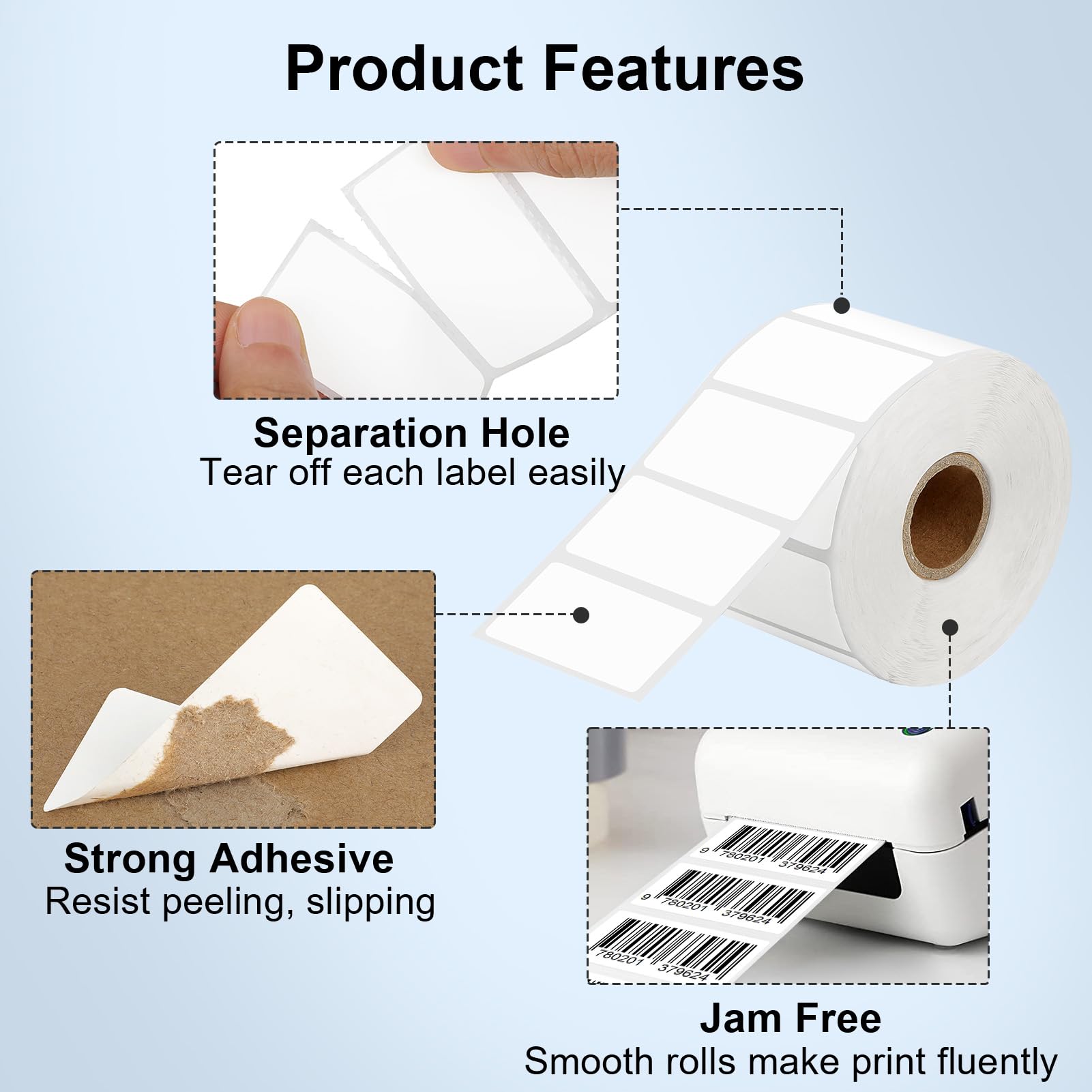 MaxGear 2.25" X 1.25" Direct Thermal Labels, Perforated UPC Barcode & FBA Address Stickers, Premium Permanent Adhesive Shipping Labels, Compatible with Rollo & Zebra (12 Rolls, 1000 Labels/Roll)