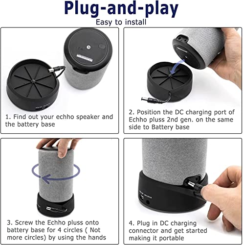 Battery Base for Echo 3 & Echo Plus 2 Make Them Portable Not Include The Speaker or Charge Cord ( Upgrade Version)