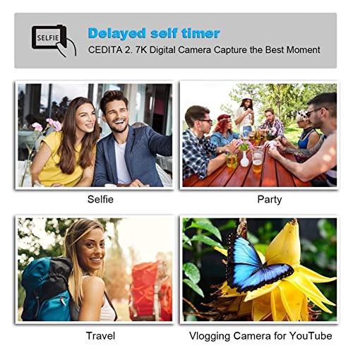 DYOSEN Digital Camera 2.7K Full HD Digital Camera 24MP Photographic Camera 4X Zoom Rotating Screen Professional EIS Video Camera for Travel Vlog Digital Camera Photography