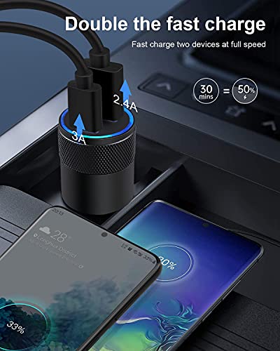 USB Wall Charger, AILKIN 2-Pack 2.1Amp Dual Port Quick Charger Plug Cube&2-Pack 3.4a Dual Port USB Fast Car Charger