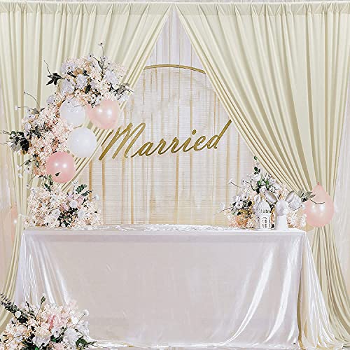 10 ft x 10 ft Wrinkle Free Ivory Backdrop Curtain Panels, Polyester Photography Backdrop Drapes, Wedding Party Home Decoration Supplies