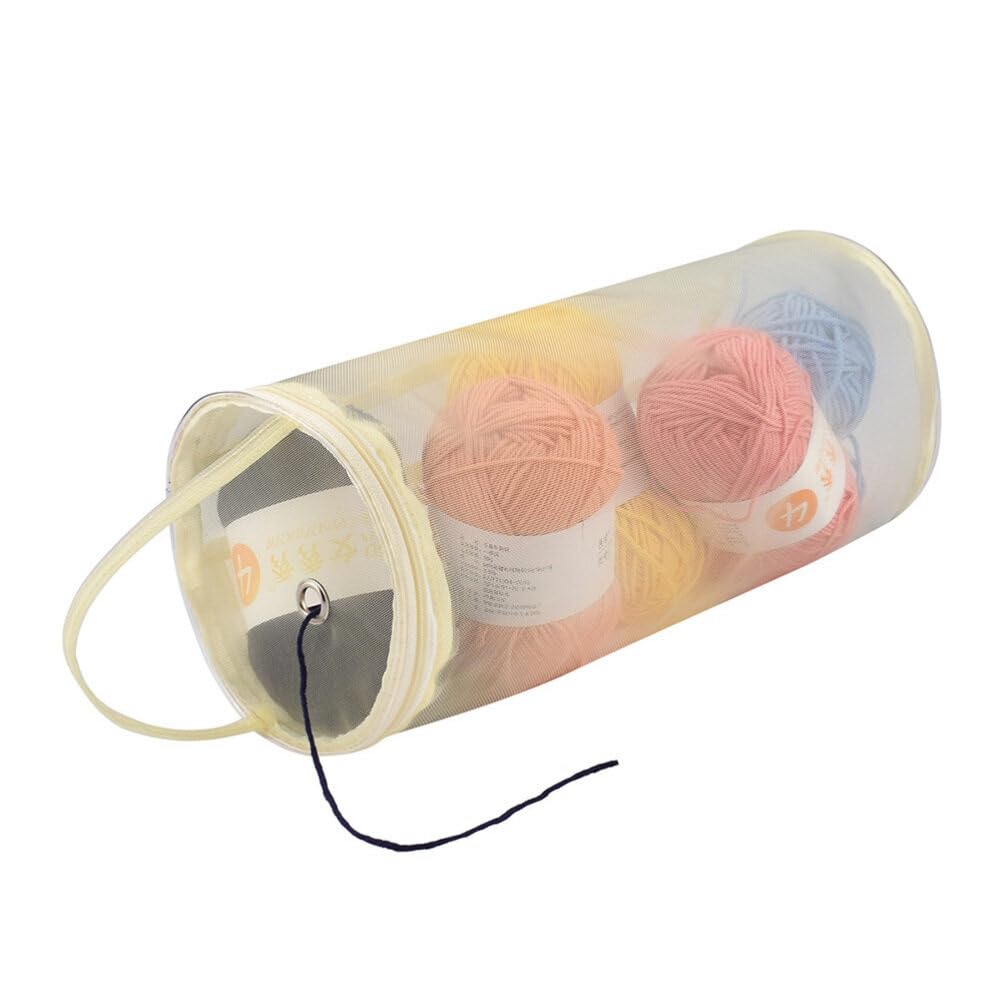 Cabilock Tool Organizer Bag Bag Beige Mesh Hook Storage Diy Crochet Woolen Yarn Knitting Mesh Organizer Bags