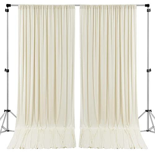 10 ft x 10 ft Wrinkle Free Ivory Backdrop Curtain Panels, Polyester Photography Backdrop Drapes, Wedding Party Home Decoration Supplies
