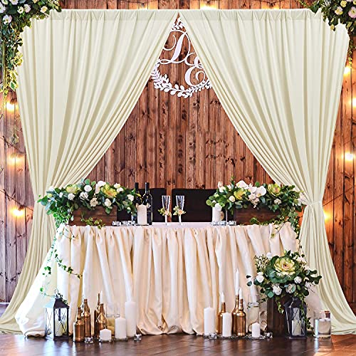 10 ft x 10 ft Wrinkle Free Ivory Backdrop Curtain Panels, Polyester Photography Backdrop Drapes, Wedding Party Home Decoration Supplies