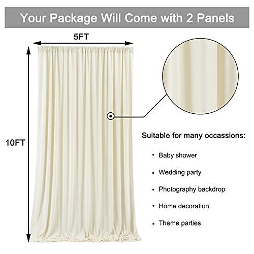 10 ft x 10 ft Wrinkle Free Ivory Backdrop Curtain Panels, Polyester Photography Backdrop Drapes, Wedding Party Home Decoration Supplies