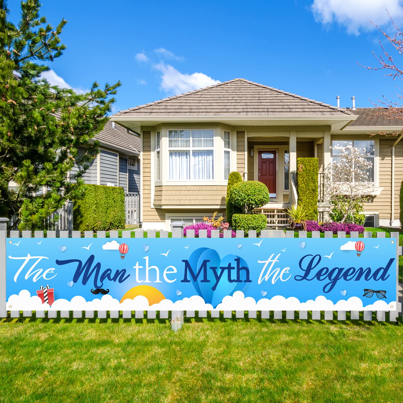 Labakita Lager The Man The Myth The Legend Banner, Dad / Men's Birthday Party Decorations, Happy Birthday Banner for Men,Blue
