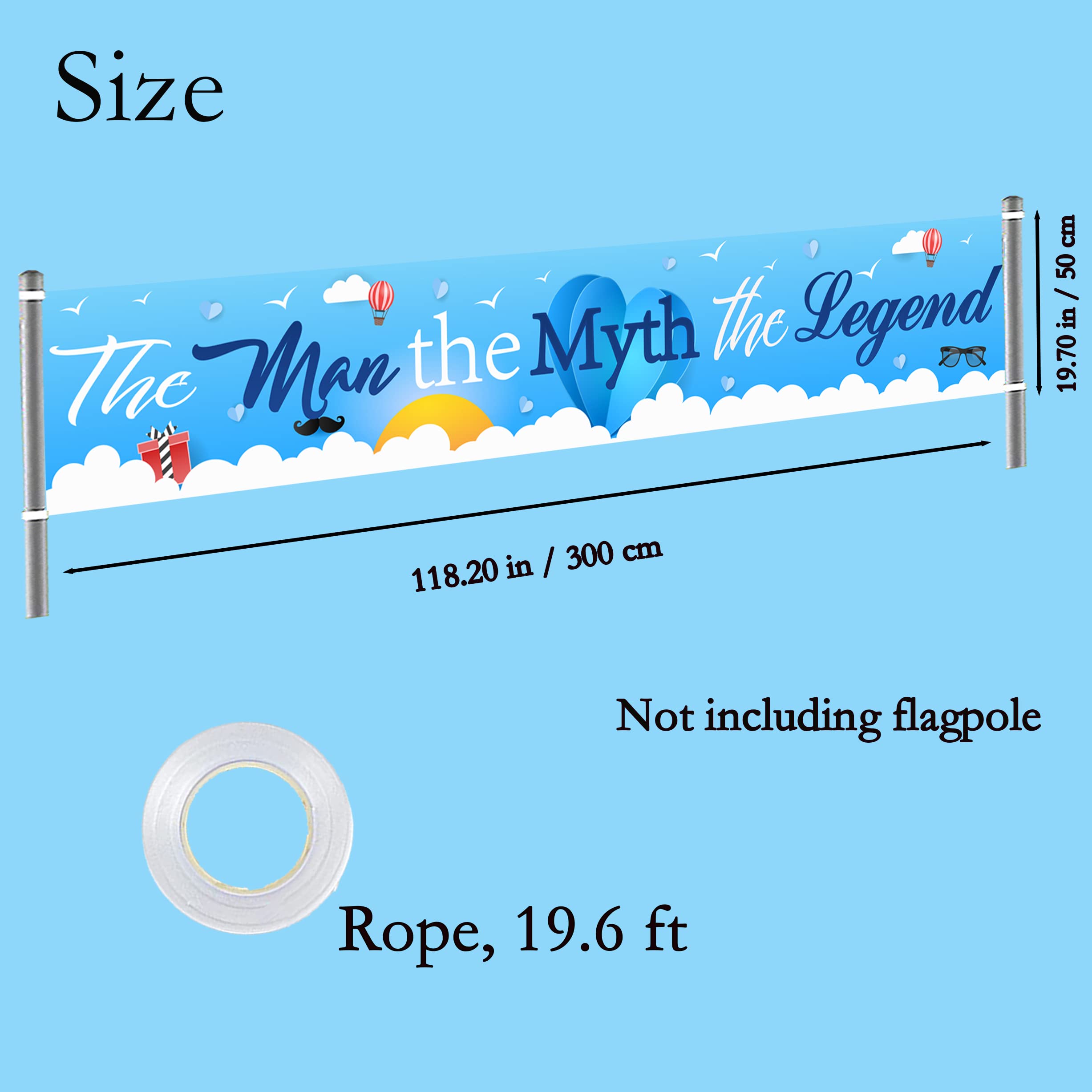 Labakita Lager The Man The Myth The Legend Banner, Dad / Men's Birthday Party Decorations, Happy Birthday Banner for Men,Blue