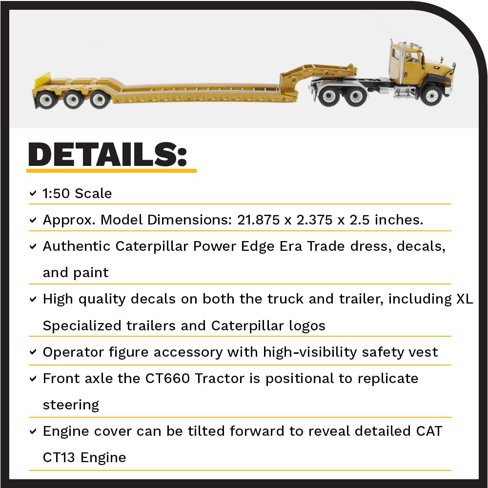 1:50 Caterpillar CT660 Day Cab Tractor with XL120 Low-Profile HDG Trailer - Core Classics Series - 85503C
