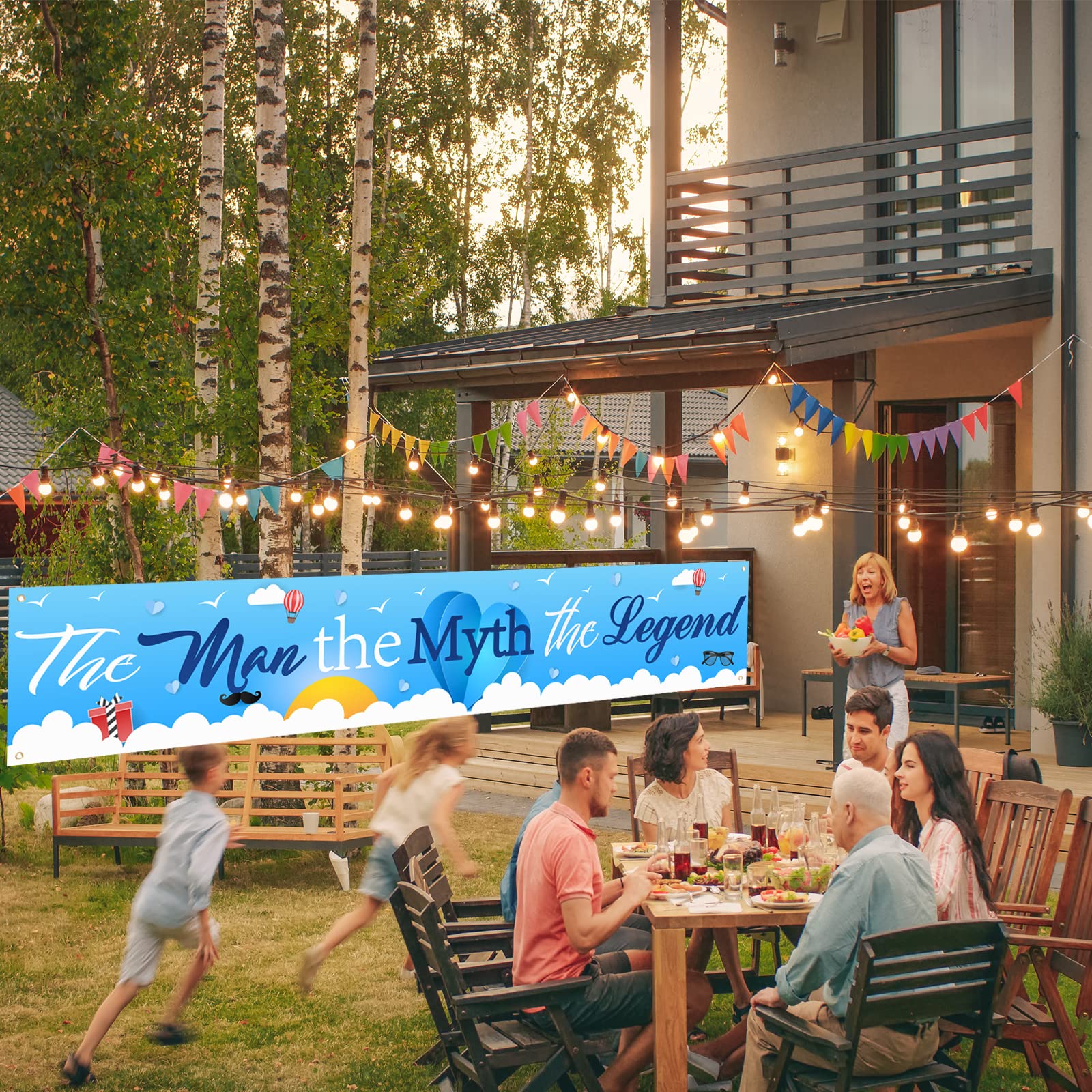 Labakita Lager The Man The Myth The Legend Banner, Dad / Men's Birthday Party Decorations, Happy Birthday Banner for Men,Blue