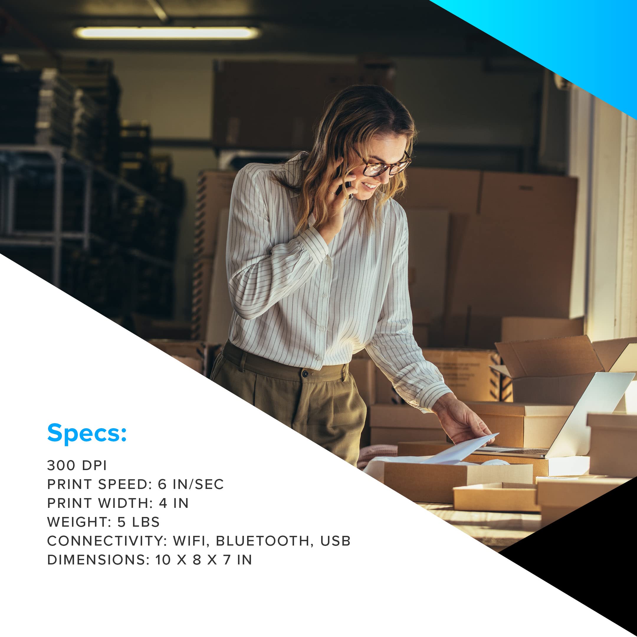ZEBRA ZD421 Thermal Transfer Cartridge Desktop Printer 300 dpi Print Width 4-inch Wired USB and 802.11ac Connectivity ZD4A043-C01W01EZ, Requires Thermal Ribbon for Use