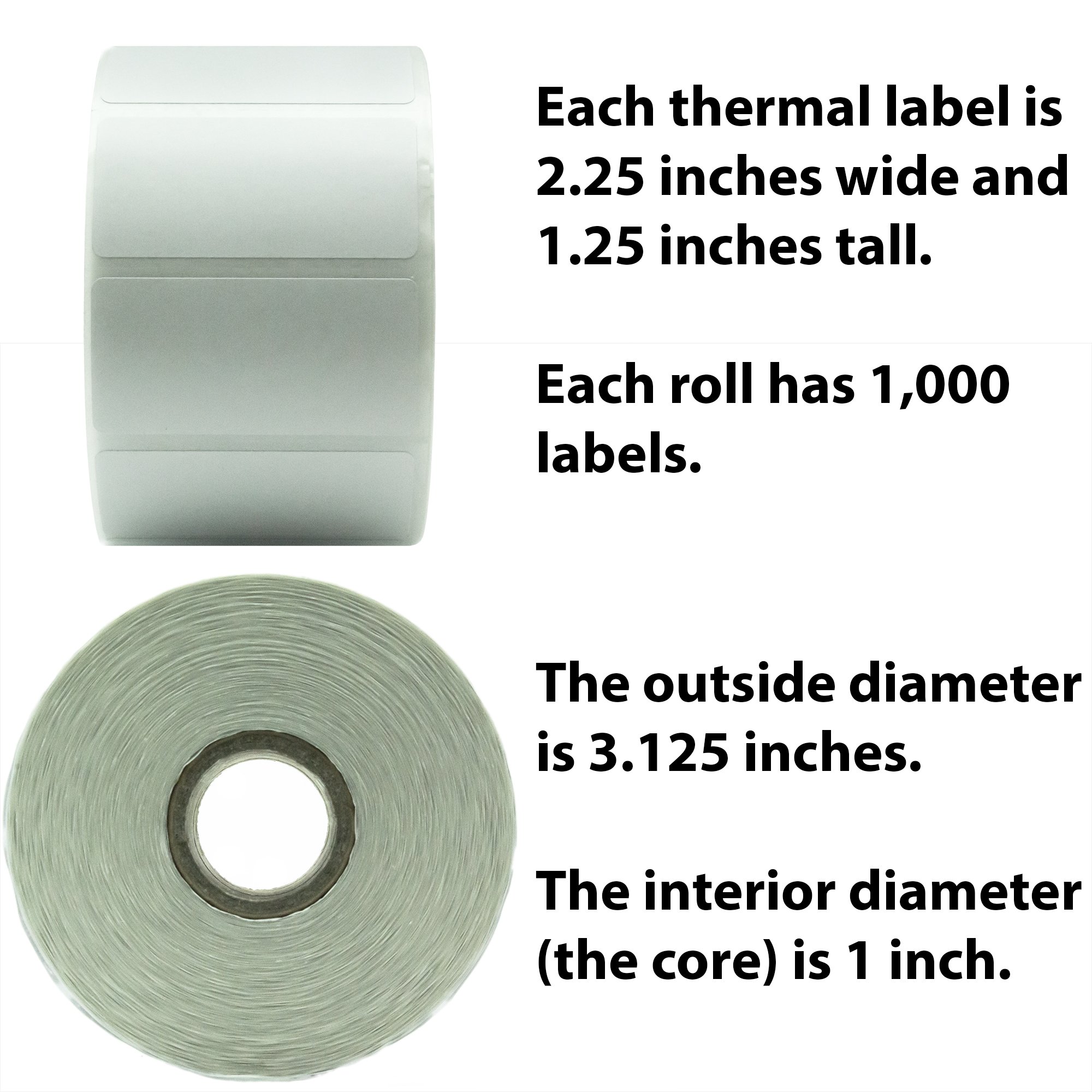 Premium, Extra Sticky 2.25x1.25in Direct Thermal Label 12 Pk. Bulk (12,000) Perforated Top Coated, Self Adhesive Stickers for FNSKU Barcode. Zebra Printer Compatible. Packaging and Shipping Supplies