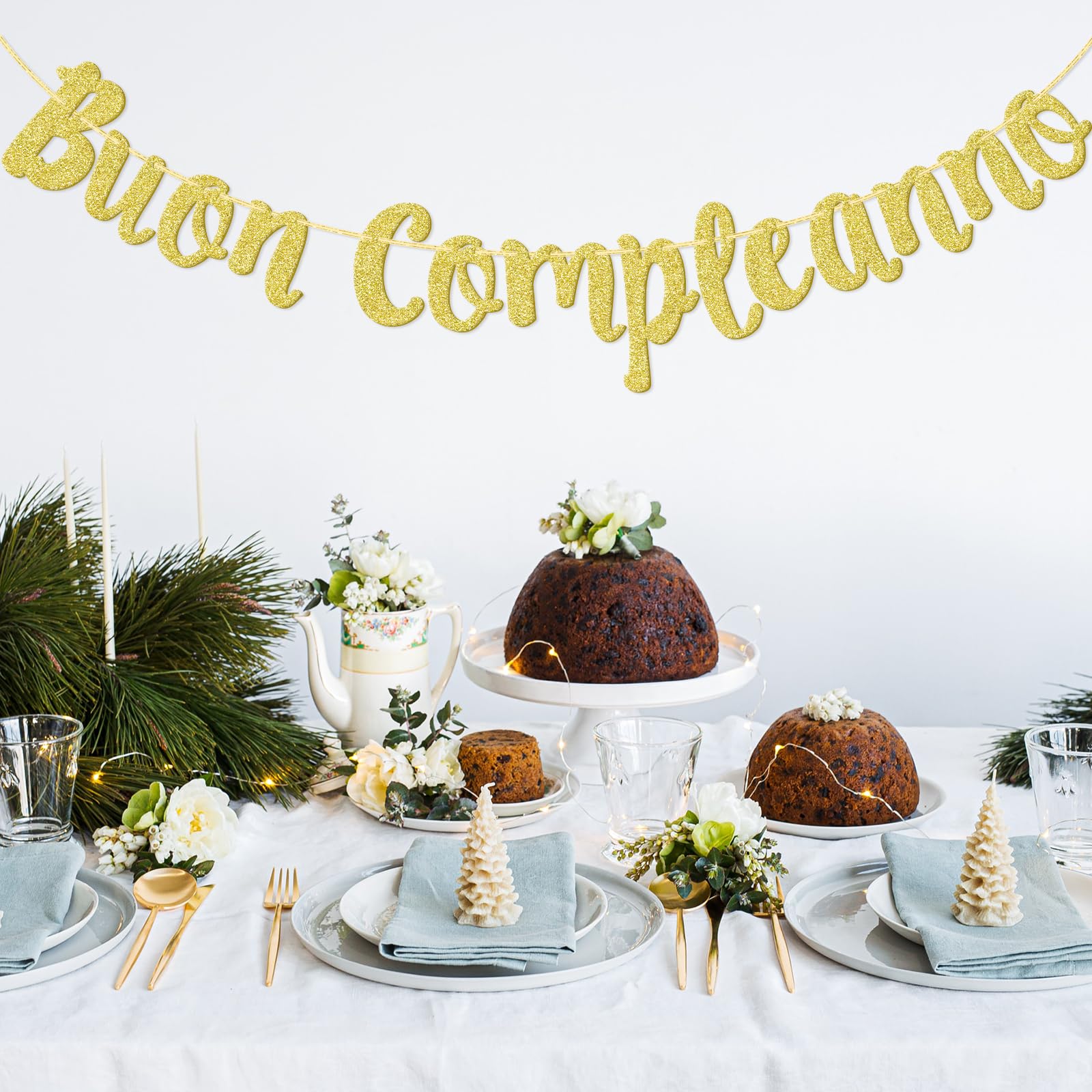 Buon Compleanno Banner, Italian Happy Birthday Sign Garland Party Decorations Anniversary Decor Photo Booth Props Gold
