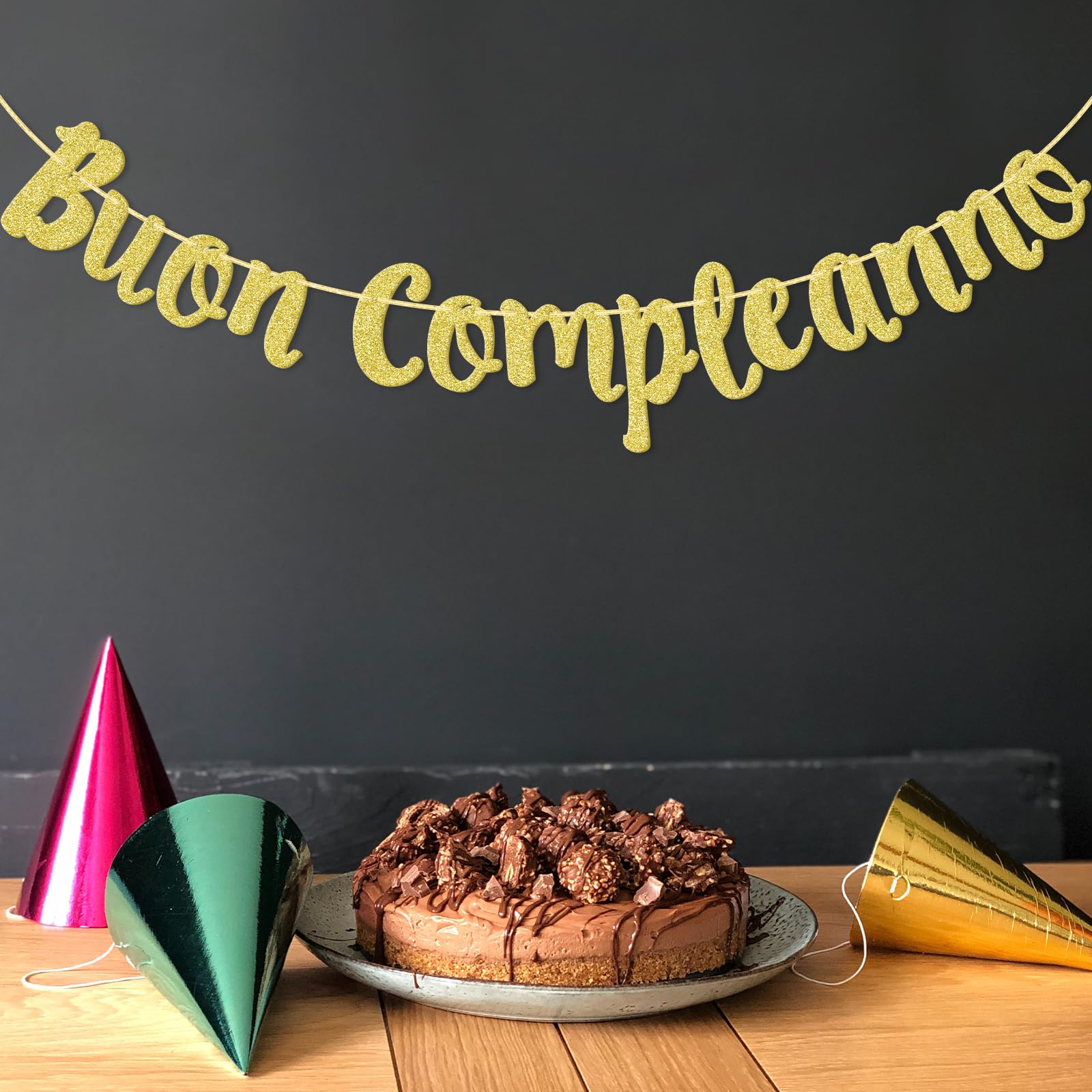 Buon Compleanno Banner, Italian Happy Birthday Sign Garland Party Decorations Anniversary Decor Photo Booth Props Gold