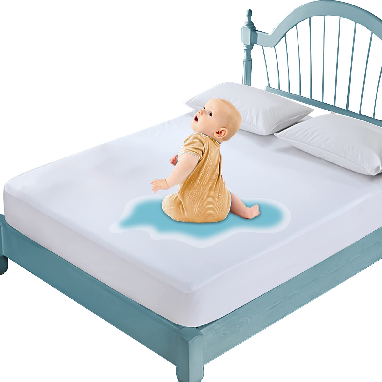 Mattress Protector Full Size Waterproof Mattress Cover Soft Breathable Noiseless Full Mattress Protector Bed Cover Deep Pocket for 6-15" Pad - Machine Washable Vinyl Free (Full, 1 Pack)