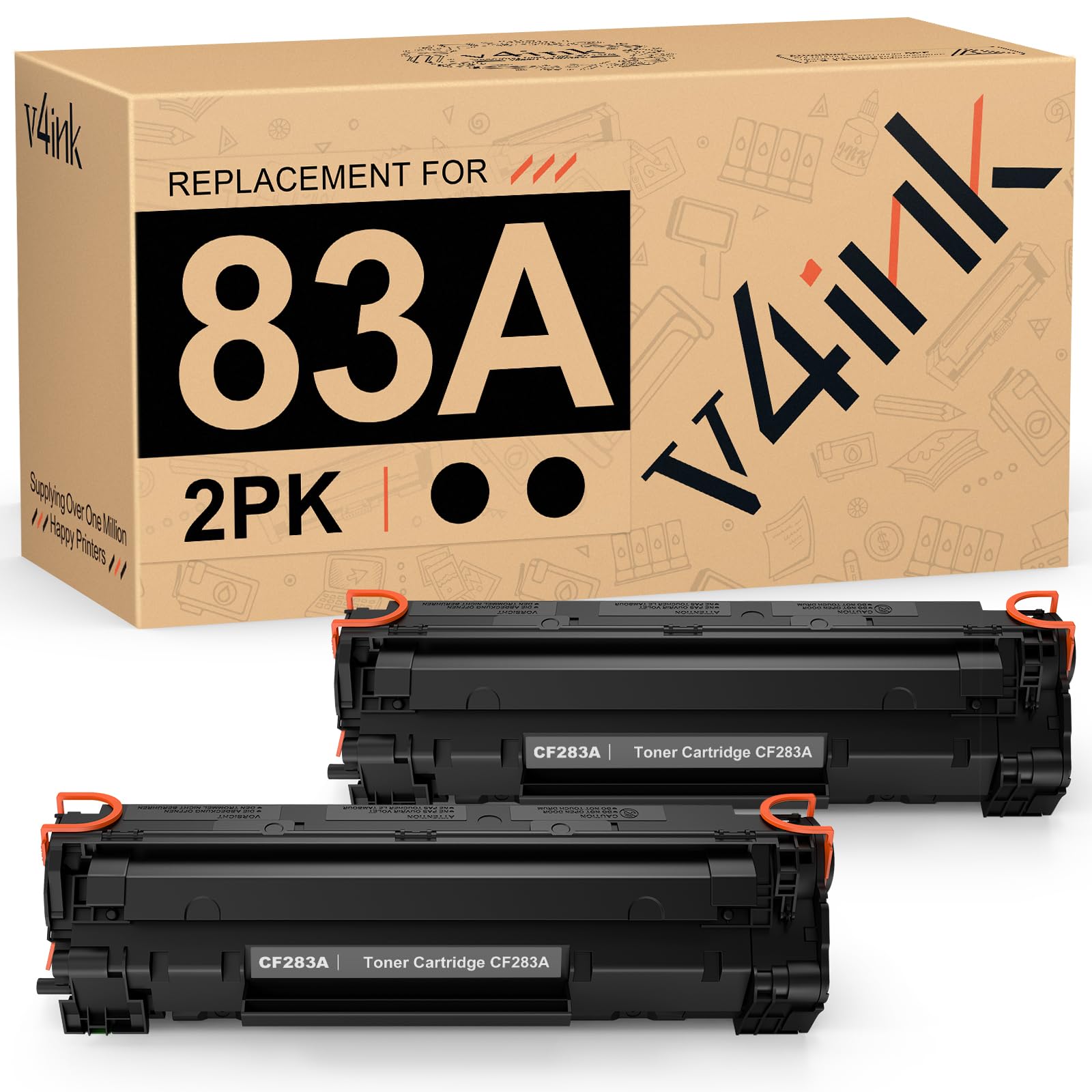 v4ink Compatible CF283A Toner Cartridge Replacement for HP 83A CF283A for use in HP Pro MFP M127fw M127fn M125nw M201dw M201n M225dn M225dw M125a Series Printer (Black, 2 Pack)