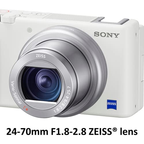 Sony ZV-1 Digital Camera (White) + Expo 16GB Basic Accessories Bundle (Renewed)
