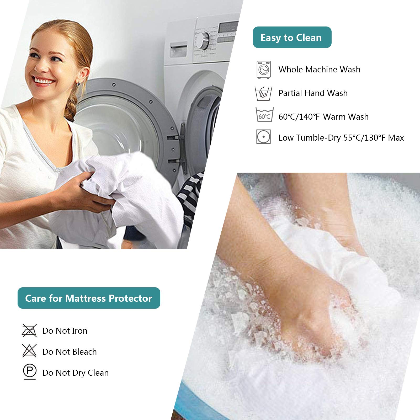 Mattress Protector Full Size Waterproof Mattress Cover Soft Breathable Noiseless Full Mattress Protector Bed Cover Deep Pocket for 6-15" Pad - Machine Washable Vinyl Free (Full, 1 Pack)