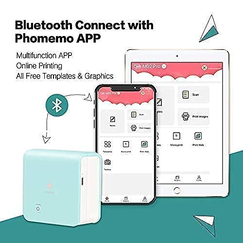 Phomemo M02 Pro Pocket Printer - with 3 Rolls Transparent White Paper, Compatible with iOS + Android for Plan Journal, Study Notes, Art Creation, Work, Gift