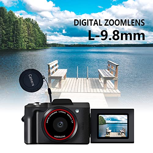 Digital Camera for Kids, Rechargeable Compact Cameras for Photography and Video, Ultra Hd Mini Digital Camera with 2.4" LCD 16x Digital Zoom, for Teens, Adult, Beginners (Black)