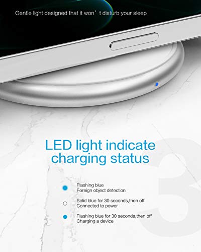 Wireless Charger,Vebach 10W Aviation Aluminum Wireless Charging Pad Compatible with iPhone 14/13/13 Pro/13 Mini/13 Pro Max/12/11/X,Samsung Galaxy S21/S20/Note 10/S10 etc