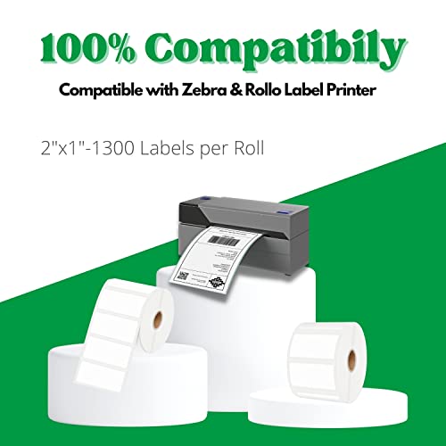 2"x 1"Direct Thermal Labels,UPC Barcodes Labels,Small Sticker Labels for Files Package Envelope Product Tag,Thank You Sticker Label Compatible with Rollo, Zebra Desktop Printers(12 Rolls, 15600Labels)