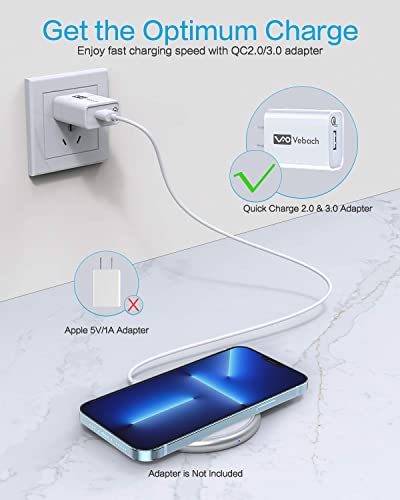 Wireless Charger,Vebach 10W Aviation Aluminum Wireless Charging Pad Compatible with iPhone 14/13/13 Pro/13 Mini/13 Pro Max/12/11/X,Samsung Galaxy S21/S20/Note 10/S10 etc