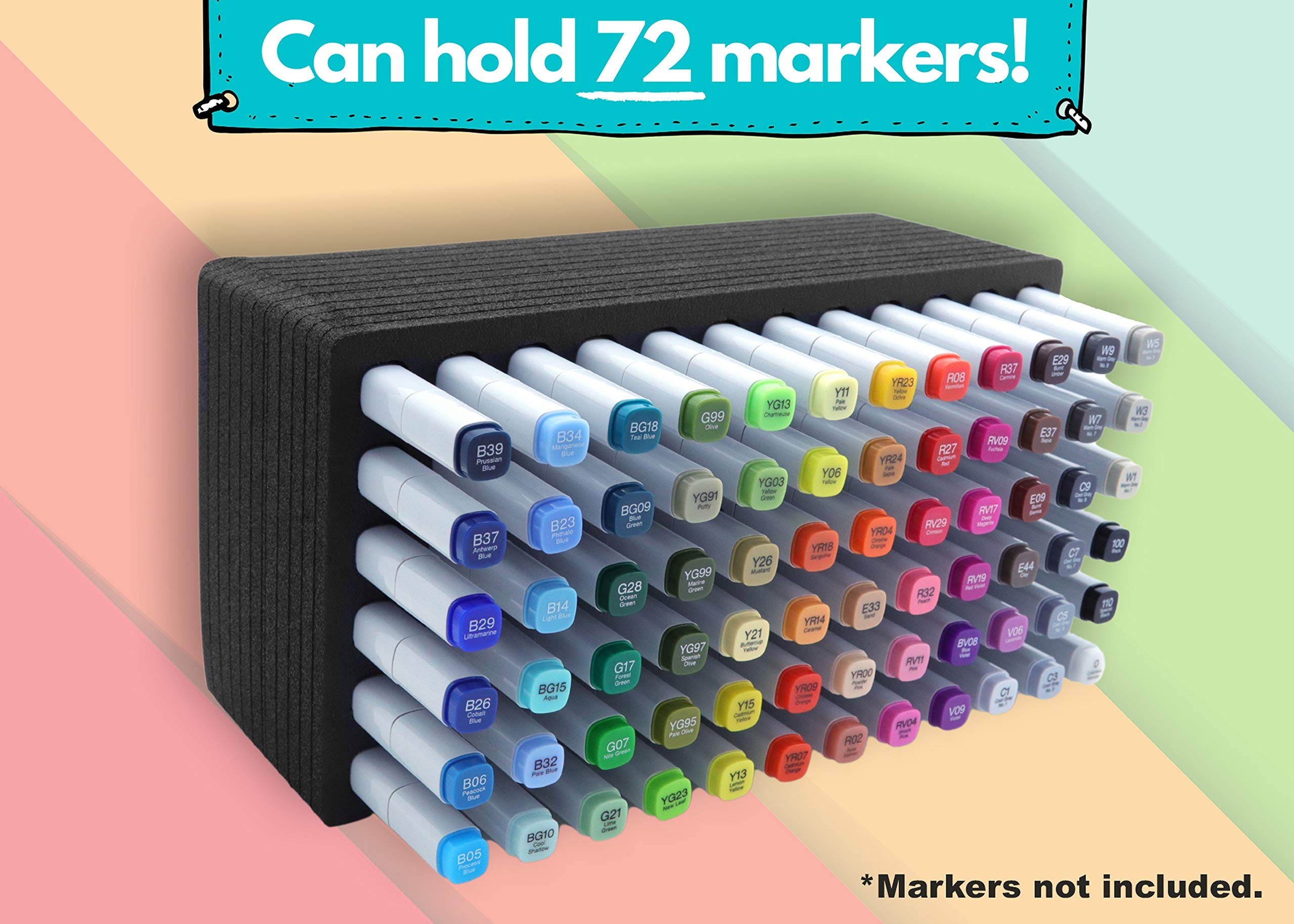 Polar Whale 2 Art Marker Storage Tray Organizers Pen Pencil Brush Storage Design Stand Supply Horizontal Storage Non-Scratch Non-Rattle Washable Compatible with Copic and More Each Holds 72