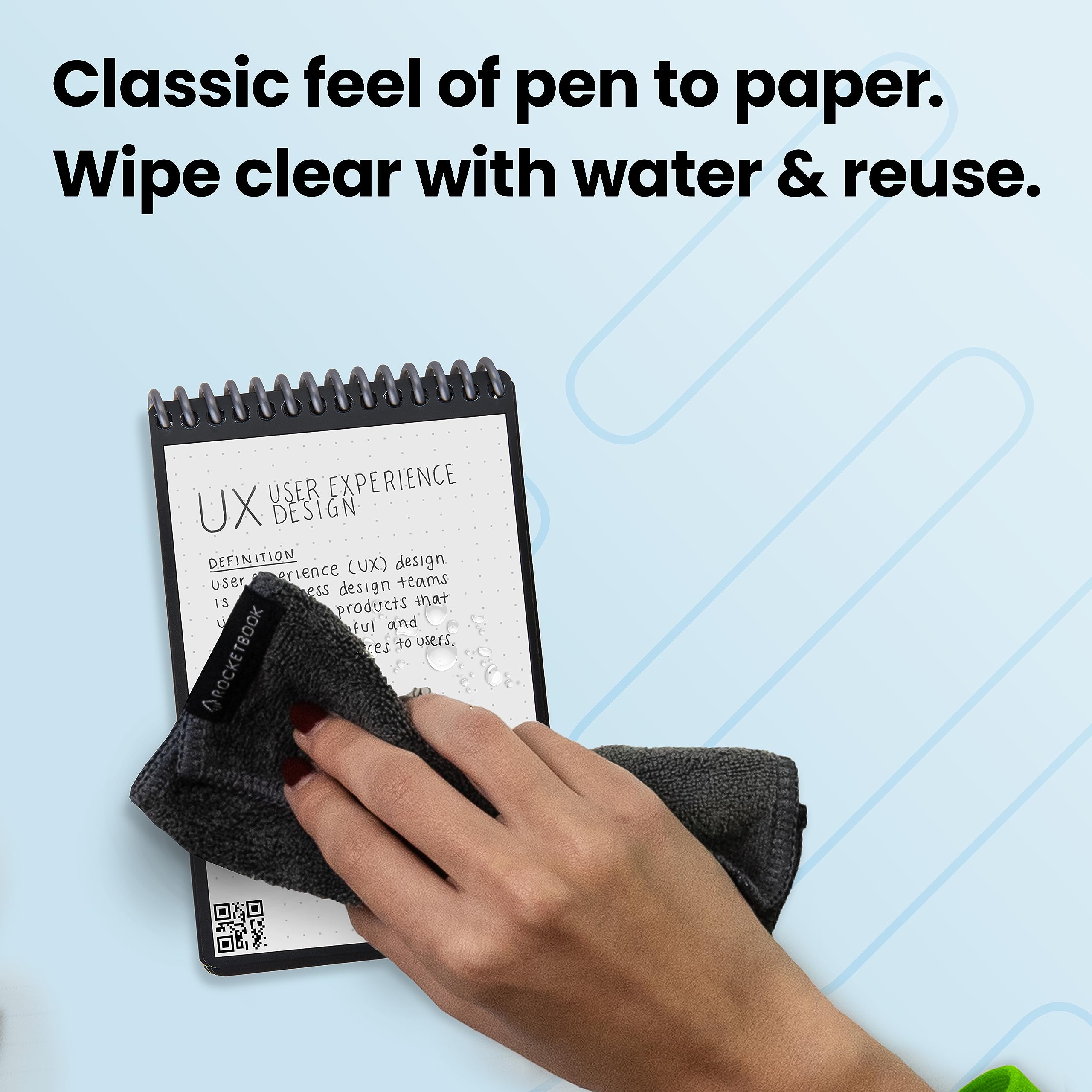 Rocketbook Smart Reusable Notebook - Dot-Grid Eco-Friendly Notebook with 1 Pilot Frixion Pen & 1 Microfiber Cloth Included - Pink Sky Cover, Mini Size (3.5" x 5.5")