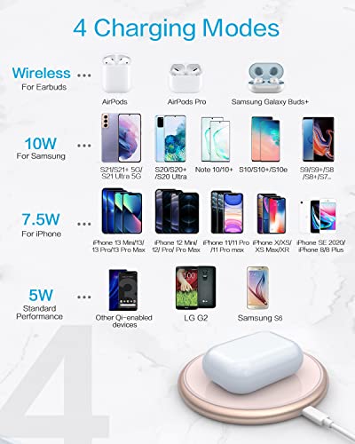 Wireless Charger,Vebach 10W Aviation Aluminum Wireless Charging Pad Compatible with iPhone 14/13/13 Pro/13 Mini/13 Pro Max/12/11/X,Samsung Galaxy S21/S20/Note 10/S10 etc