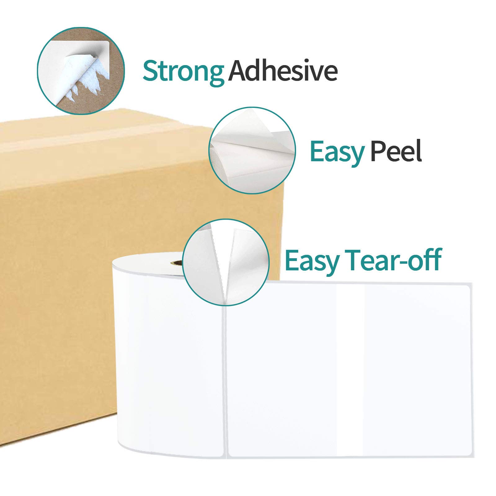 4 Rolls 450 Labels 4x6 Direct Thermal Shipping Labels Compatible with Zebra 2844 Zp-450 Zp-500 Zp-505, LabelChoice 1" Core Permanent Adhesive Sticker Labels for Rollo, MUNBYN Printer