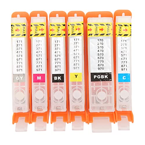 5PCS Ink Cartridge, Reusable Printing Ink Cartridge PGBK BK C M Y 5 Color for Printing (670-671)