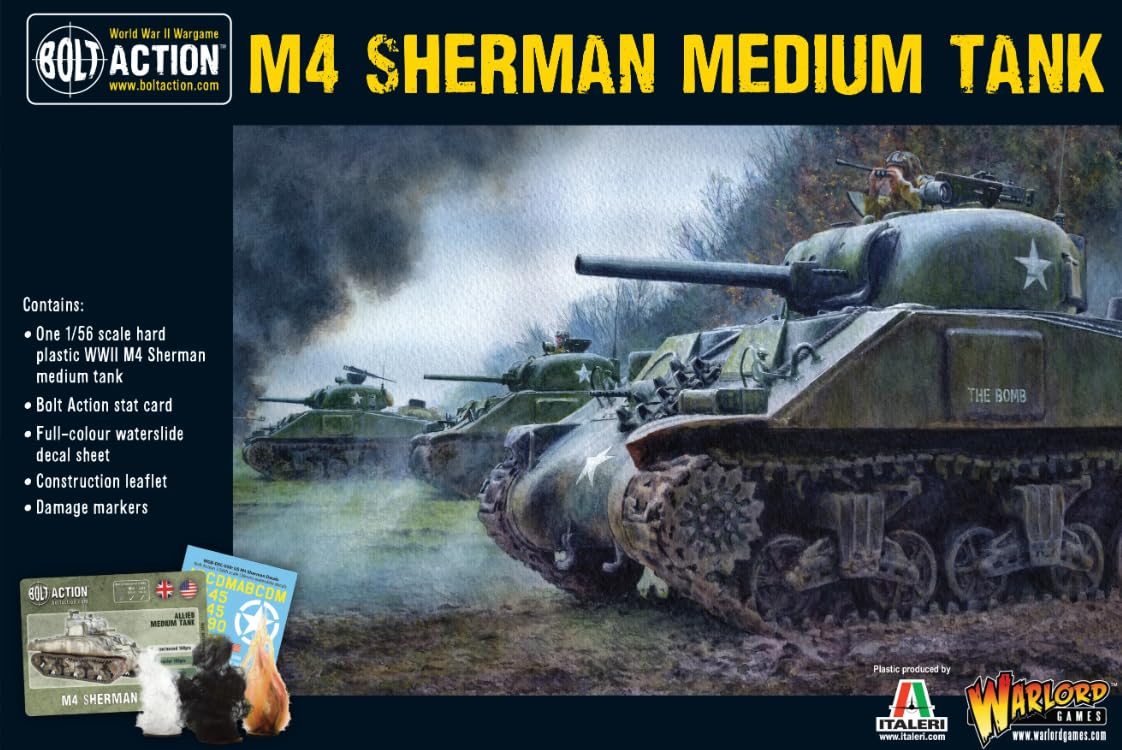 Bolt Action M4 Sherman Medium Tank 1:56 WWII Military Wargaming Plastic Model Kit