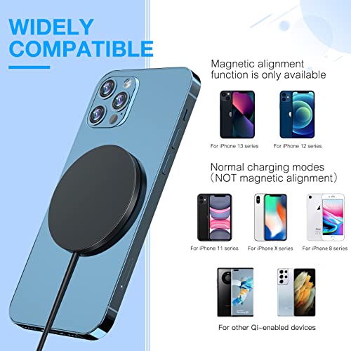 YKZ Magnetic Wireless Charger, Thinner & Lighter Wireless Charging Pad, 15W Fast Mag Charger for iPhone 13/13 Pro/13 Pro Max/13 mini/12/12 Pro/12 Pro Max /12 Mini AirPods Pro (No AC Adapter)