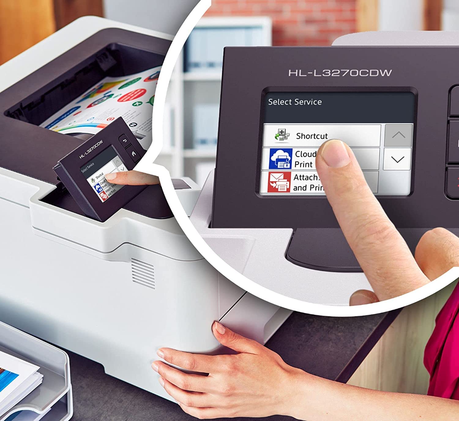 Brother Color HL-L3270CDW Compact Wireless Digital Laser Printer with NFC - Print Only - 25 ppm, 2400 x 600 dpi, 2.7" Color Touchscreen, Auto Duplex Printing, 250 Sheet, Ethernet