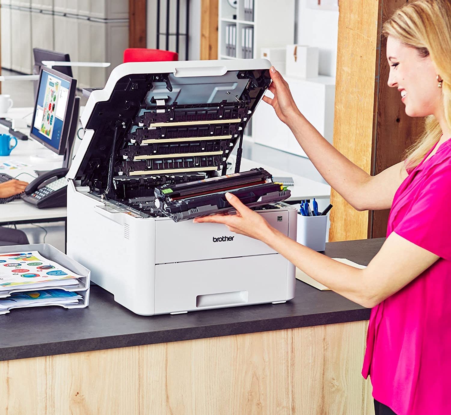 Brother Color HL-L3270CDW Compact Wireless Digital Laser Printer with NFC - Print Only - 25 ppm, 2400 x 600 dpi, 2.7" Color Touchscreen, Auto Duplex Printing, 250 Sheet, Ethernet
