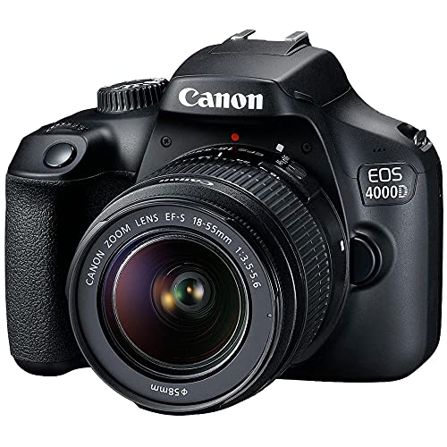 Canon EOS 4000D / Rebel T100 DSLR Camera with EF-S 18-55mm + 500mm Preset Manual Focus Lens + SanDisk 32GB Card + Tripod + Case + MegaAccessory Bundle (23pc Bundles) (Renewed)