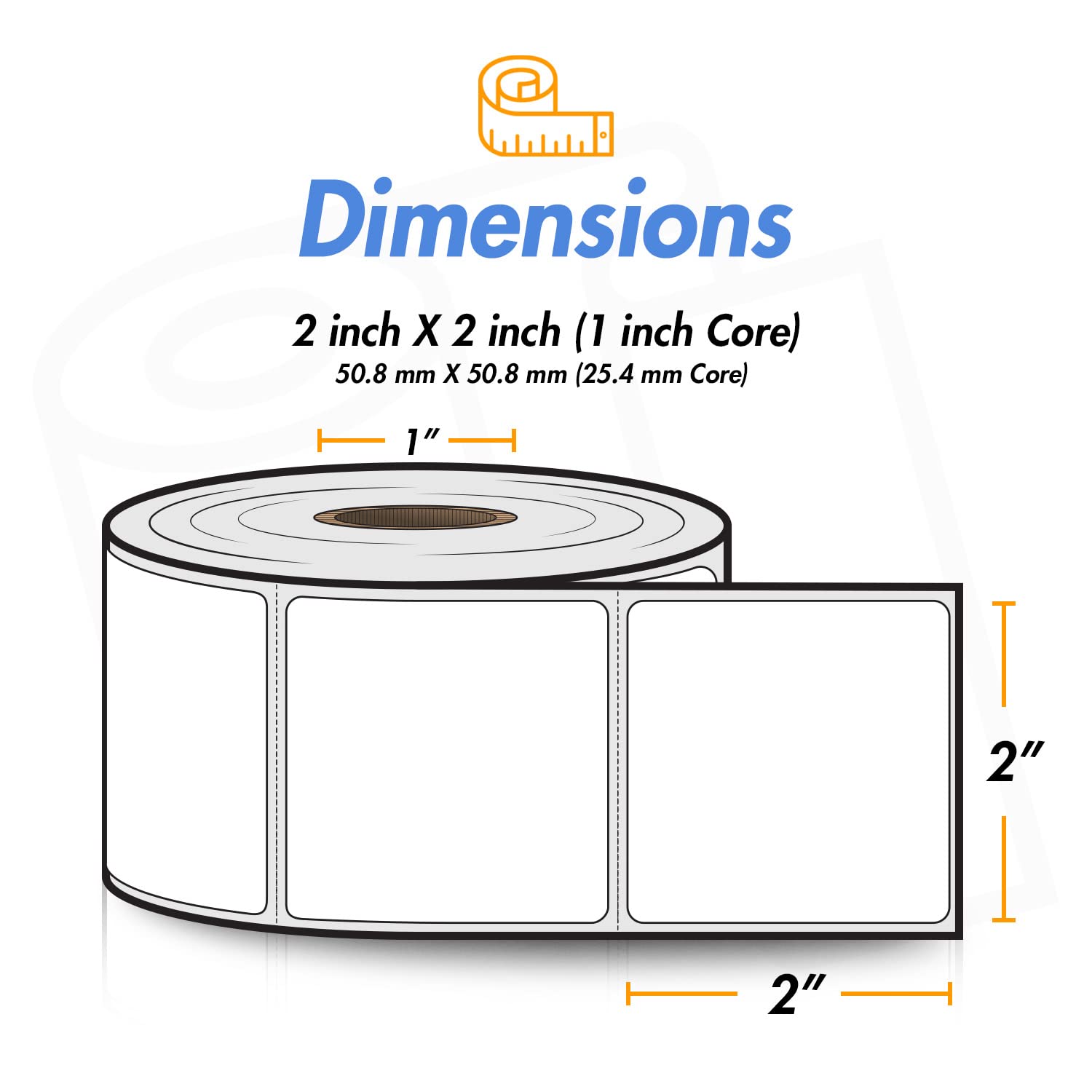 2" x 2" Square Direct Thermal Label - Compatible with Rollo Label Printer & Zebra Desktop Printers β 1β Core, Multipurpose Candle QR Barcode Sticker, Adhesive & Perforated - 4 Rolls, 750/Roll