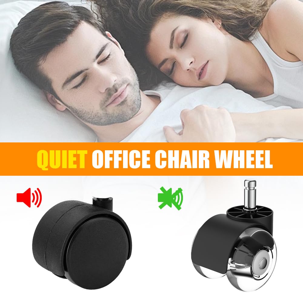 Office Chair Casters Wheels(Set of 5) - 2 inch Heavy Duty Mute Desk Chair Wheels Replacement 2200Lbs- Office Chair Wheels for Hardwood Floors- Universal Fit Wheels for Office Chair