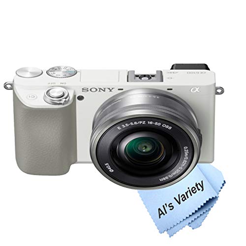 Sony Alpha a6100 (White) Mirrorless Digital Camera with 16-50mm Lens + 32GB Card, Tripod, Case, and More (18pc Bundle) (Renewed)