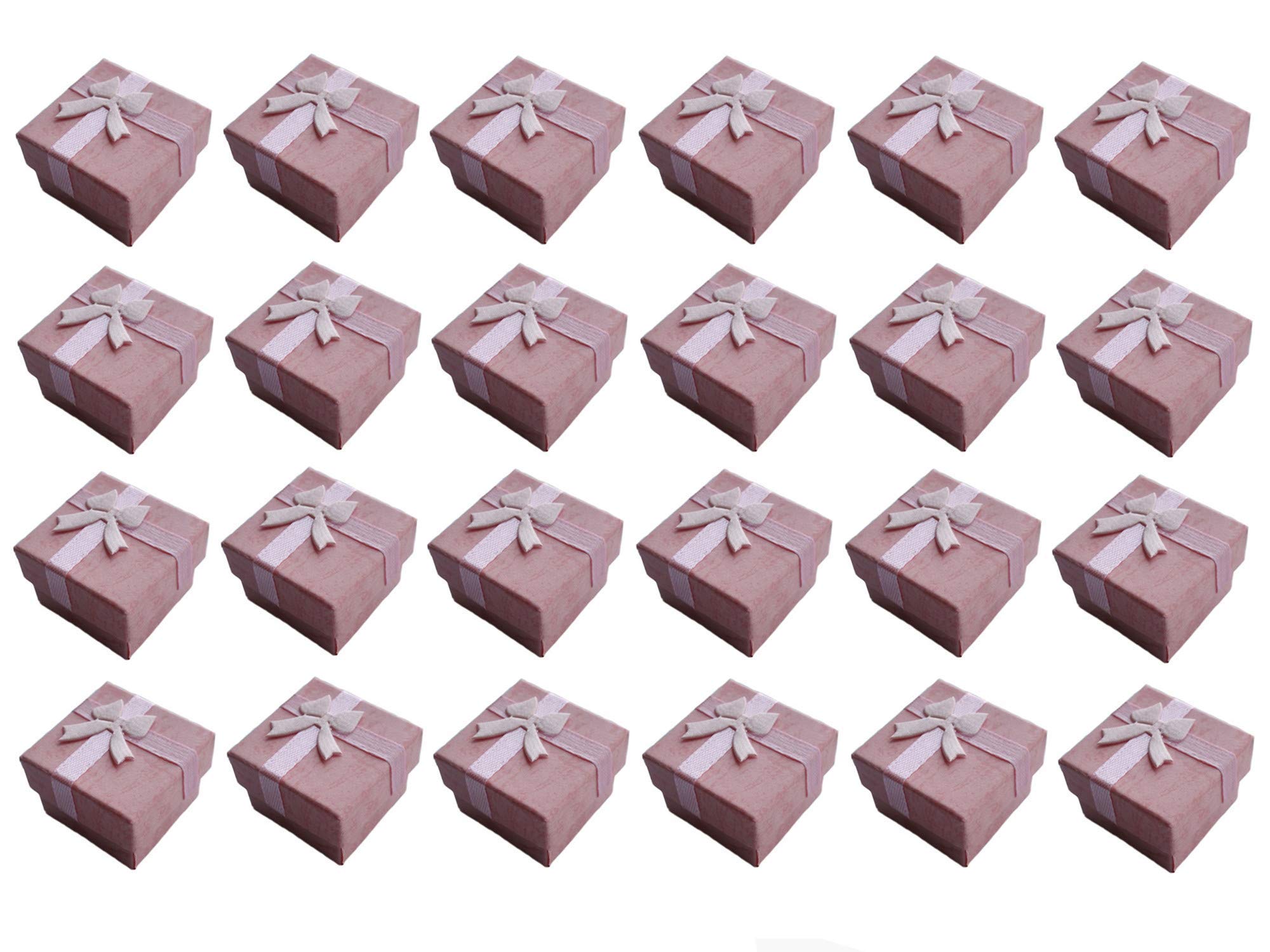 HAMIYA 24Pcs Ring Box Small Gift Boxes Sturdy Cardboard Cube Box for Jewelry Pendant 1.6 x 1.6 x 1.2 Inches (Pink)