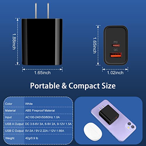 Type C Fast Charger for Google Pixel 7 Pro 7 6a 6 Pro 6 5a 5G 5 XL 4a 4 XL 3a,Samsung Galaxy A14 A13 5G A53 S22 S23, 38W Auto Car Charger Plug,20W PD&QC3.0 Wall Power Adapter, 6FT USB C Charging Cable