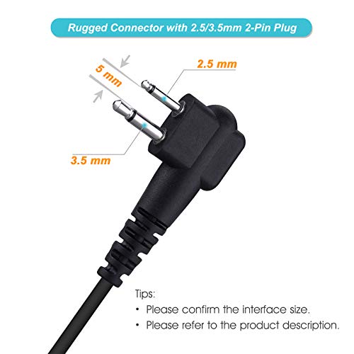 COMMIXC Shoulder Mic, Waterproof IP55 Handheld Speaker Mic with External 3.5mm Earpiece Jack, Compatible with 2.5mm/3.5mm 2-Pin Motorola Two-Way Radios